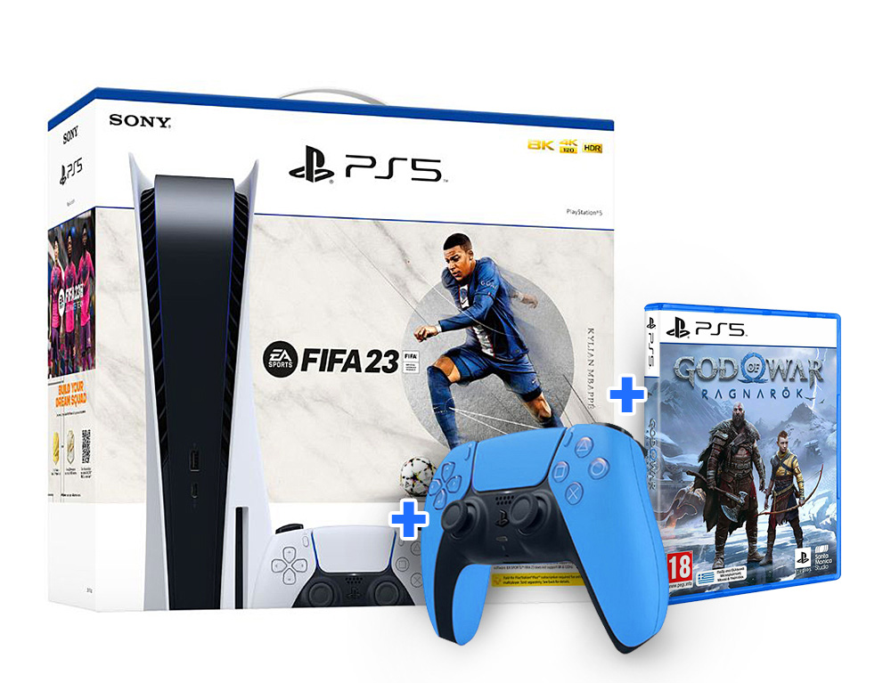 Sony Playstation 5 Blu-Ray Fifa 23 με χειριστήριο PS5 Dualsense λευκό ...