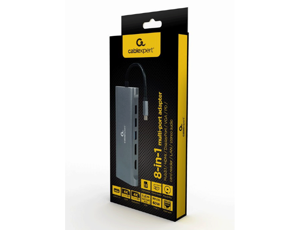 USB-C Docking Station Cablexpert 8 in 1 Multi Port Adapter (A-CM-COMBO8 ...