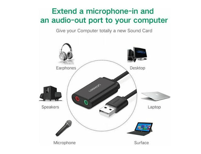 Ugreen Κάρτα Ήχου USB 2.0 (US205 30724) 1m - Black (200-110-397)