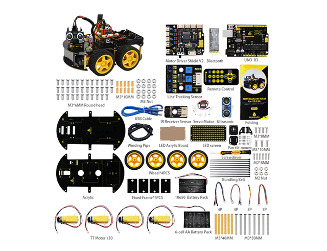 Robot car Keyestudio 4WD V2.0 kit (KS0470) για Arduino | COSMODATA